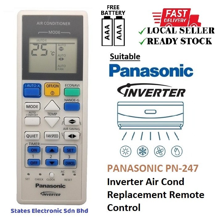 PANASONIC PN-247 Inverter Air Cond Replacement Remote Control | Shopee ...