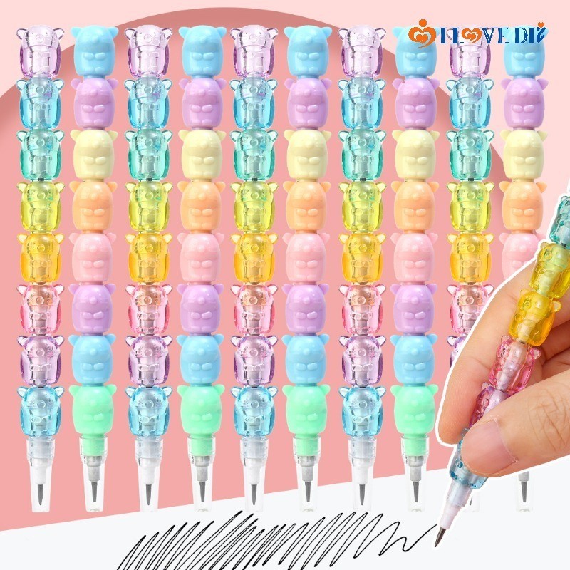 4Pcs/Set Cartoon Bear Plastic Building Pencils - Non Sharpening ...