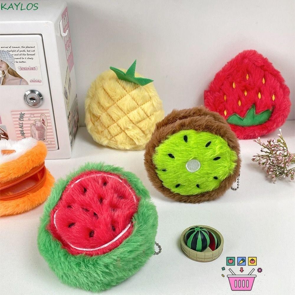 KAYLOS Fruit Shape Plush Coin Purse, Soft Cute Kid's Coin Pouch, Zipper ...