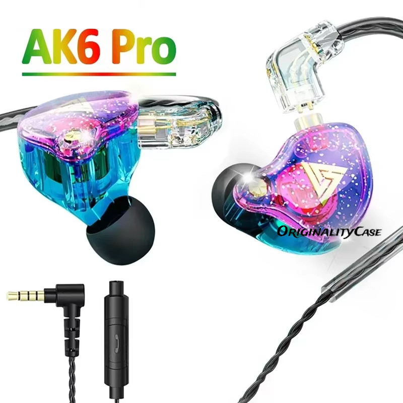 QKZ Ak6 Pro Dynamic Wire Earphones Hi-Fi Bass Earbuds In-Ear Monitor ...