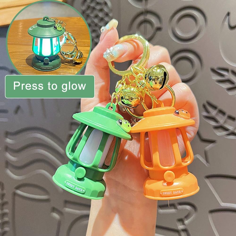 Vintage Small Oil Lamp Glowing Keychain Cute Cartoon Mini Camping Light ...