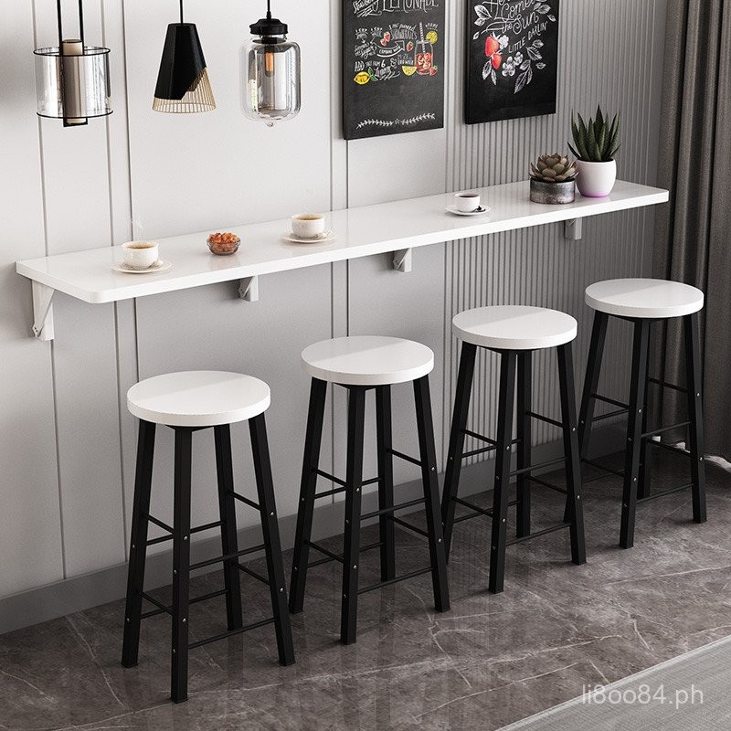 Wall-Mounted Folding Bar Table for Home Balcony Against Wall Long Table ...