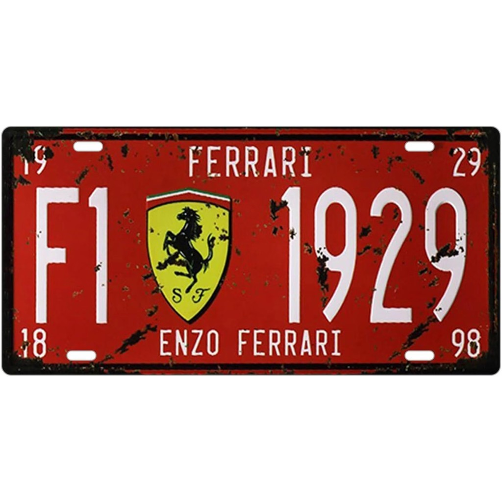 Striking Metal Tin Sign with Enzo Ferrari Car Plate Design 6x12 Inches ...