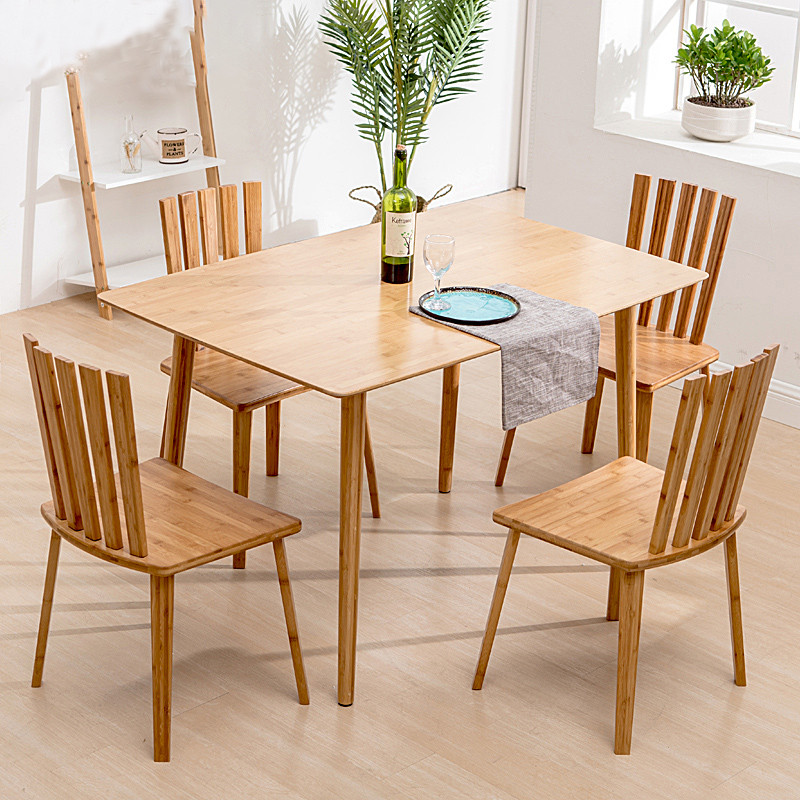 Bamboo Dining Table Small Apartment Modern Simple Table and Chair Set ...