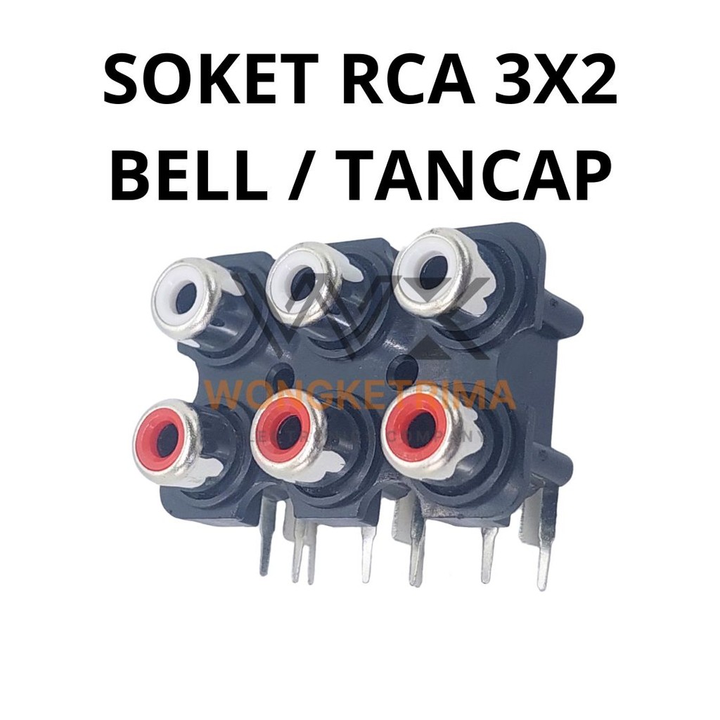 MERAH PUTIH Rca Socket 6 Pin Bell Socket Rca Plug 3x2 Female Red and ...