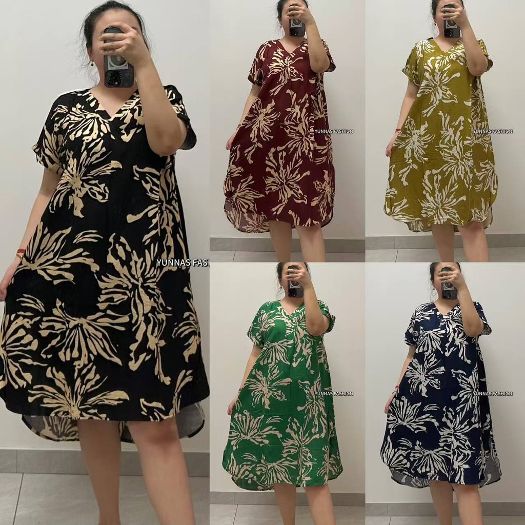 XL-XXXL YUNNA Bangkok Summer Printed Plus Size Cotton V Neck Short ...