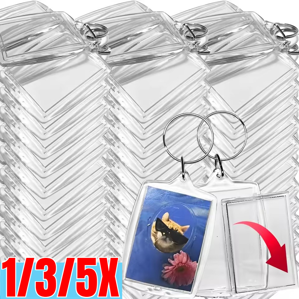 1/3/5Pcs Transparent Photo Frame Keychain - Insert Photo Acrylic Blank ...