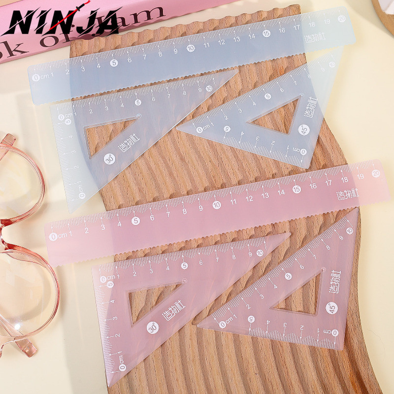 4PCS/Set 20CM Jelly Ruler Set - School Office Supplies - Geometry Maths ...