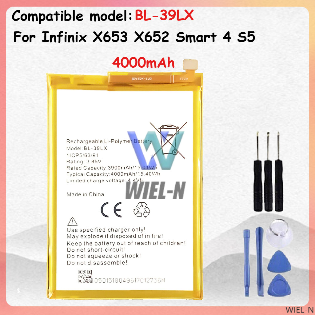 BL-39LX for Infinix X653 X652 Smart 4 S5 Battery Replacement + Tools ...
