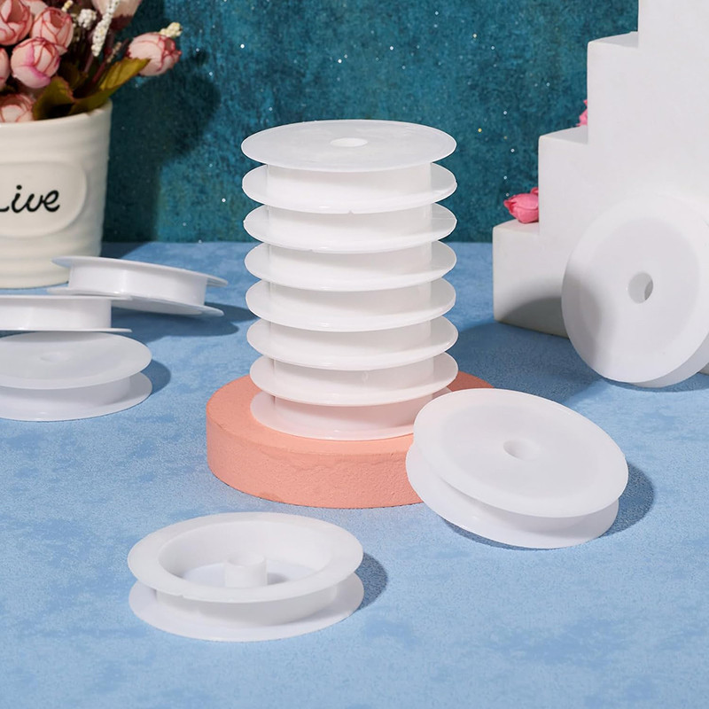 10pcs White Plastic Spool, Empty Thread Spool, Wire Weaving Bobbin, For ...