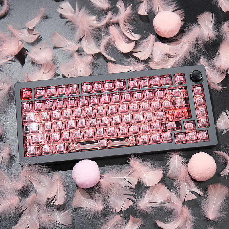 PC Transparent Pink keycap Light Transmission UV Cherry profile keycap ...