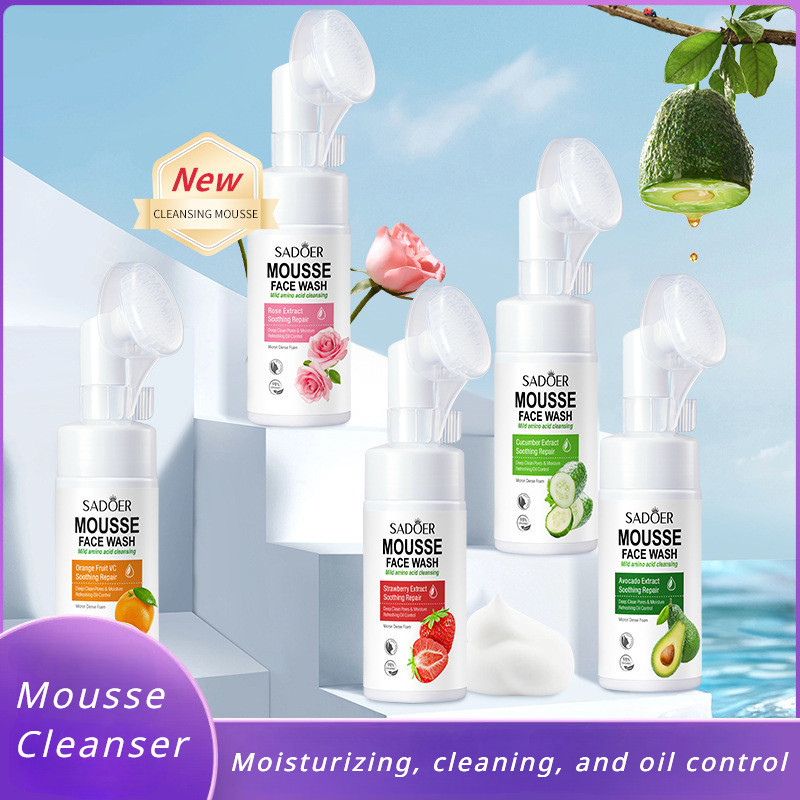 SADOER Cucumber/Avocado/Orange Amino Acid Cleansing Mousse Delicate Foam Facial Cleanser for ...