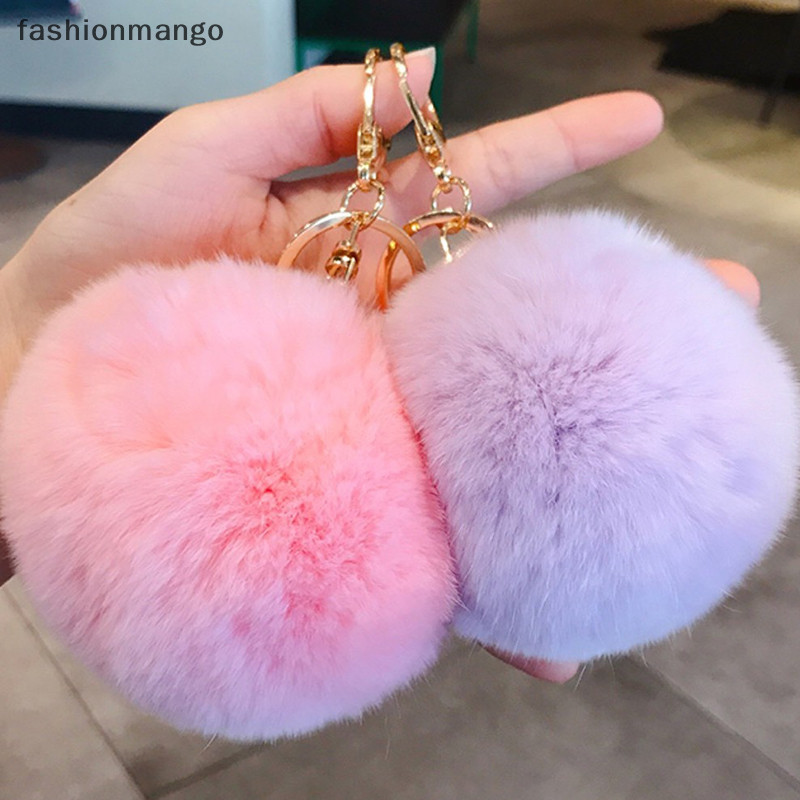 FMPH Bless 8cm Cute Key Soft Fluffy Fur Ball Keychain Fluffy Key Chains ...