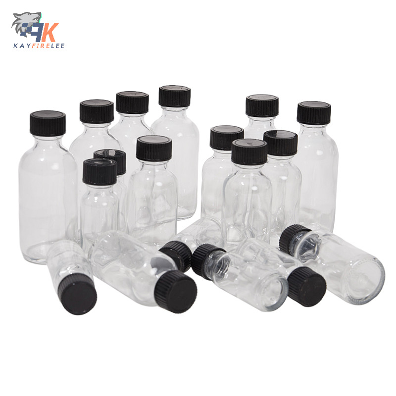 (KFL) 6pcs Small Clear Glass Bottles With Lids Glass Containers Round ...