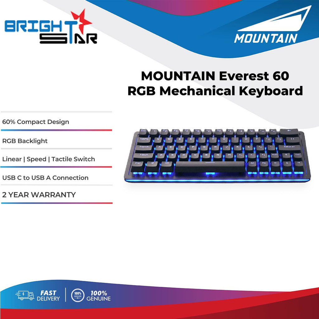 MOUNTAIN EVEREST 60 RGB 60% Mechanical Keyboard - Linear/Speed/Tactile ...