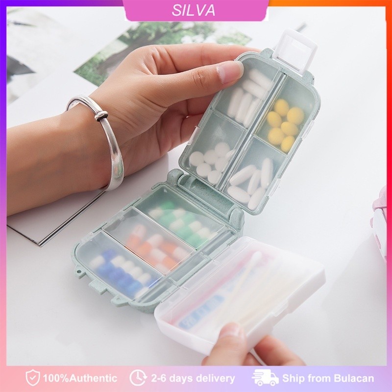 8 Divider Clamshell Design Medicine Tablet Pill Storage Organizer Heavy ...