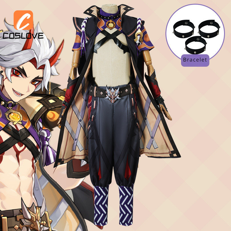 Anime Game Genshin Impact Arataki Itto Cosplay Full Set Costume Cosplay Clothing Suit For Man