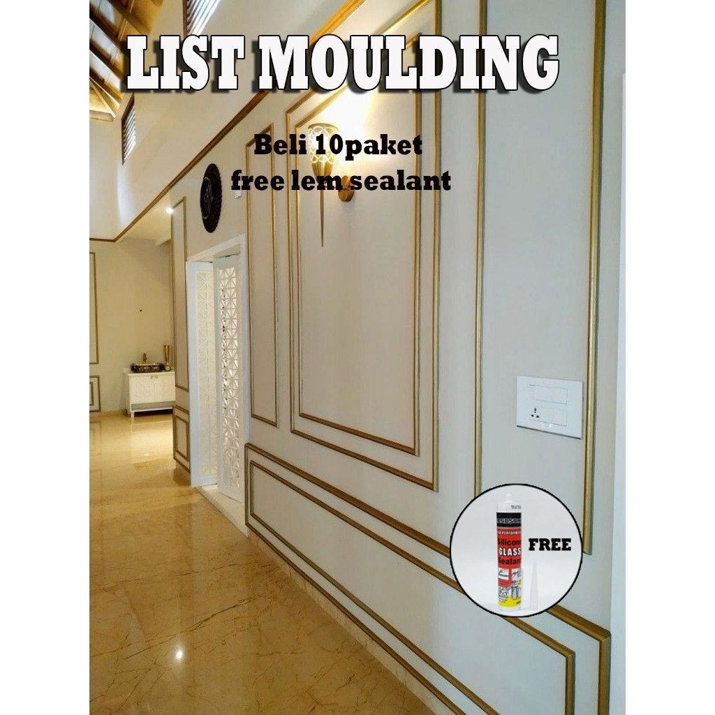 Wa PACKAGE 2 Pcs List Wall Molding PVC Color Wall Carving Trim Molding ...