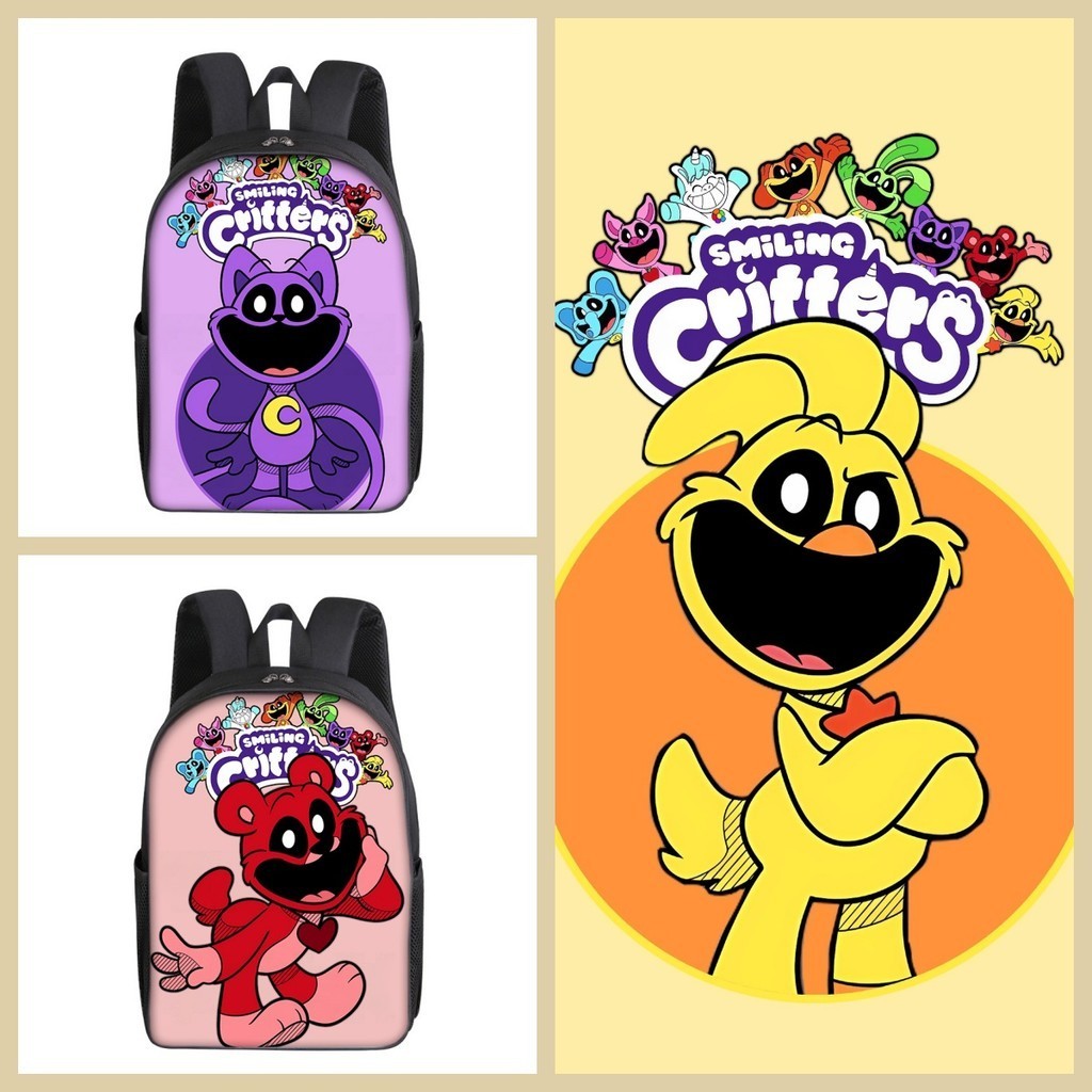 Smiling critters cartoon pattern full print backpack for children's ...