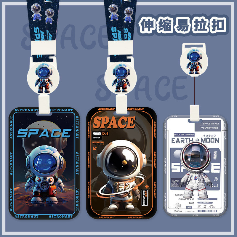 Retractable Easy Pull Buckle Long Lanyard Name Tag Astronaut Spaceman ...
