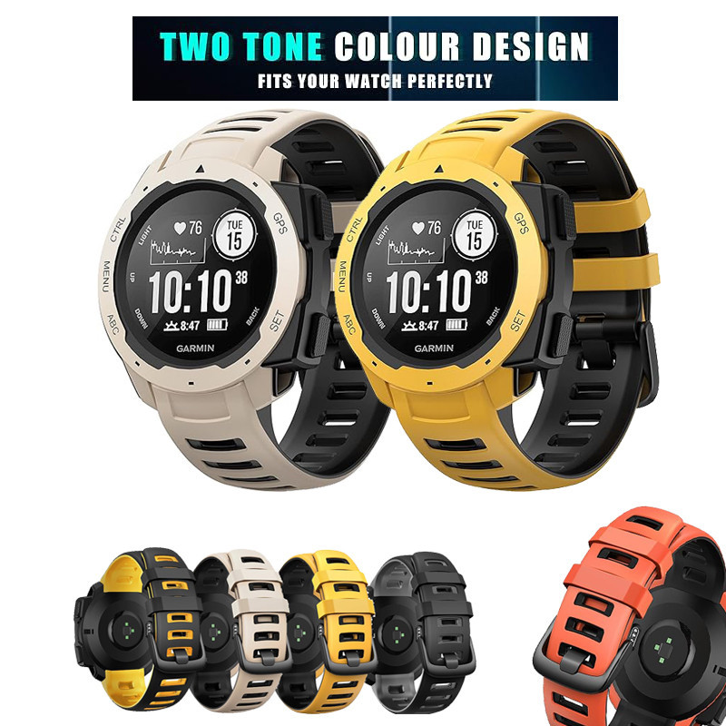 Two-color Silicone Watch Strap for Garmin Instinct / Solar / Tactical ...