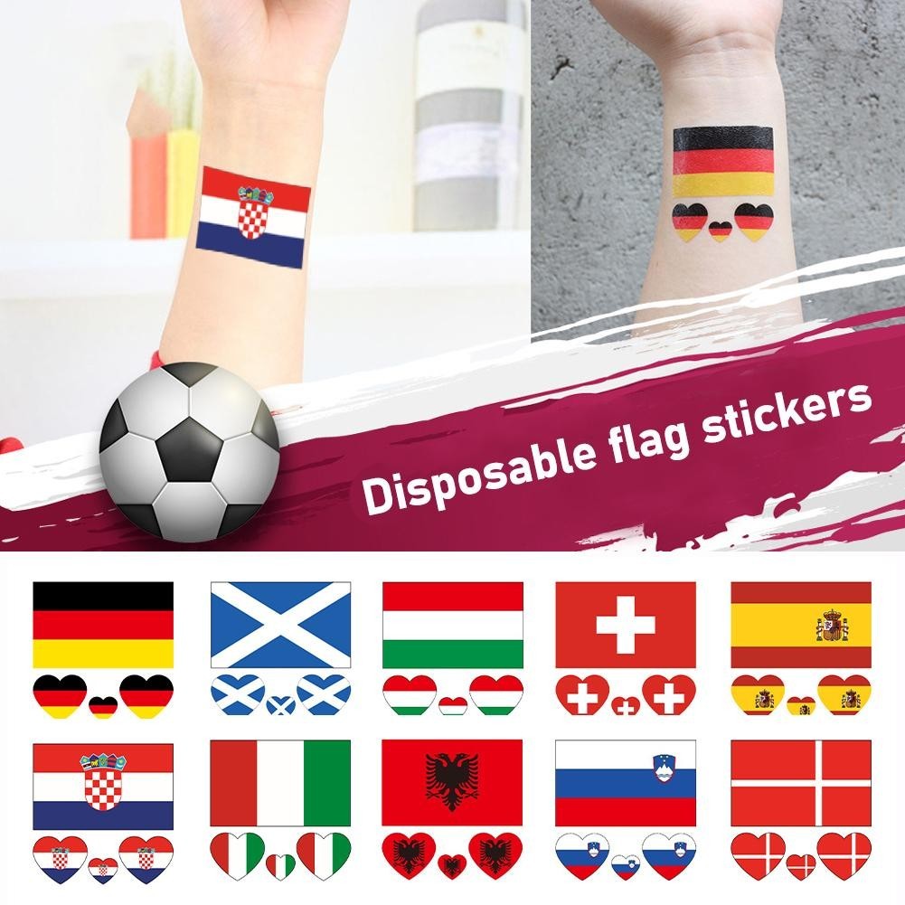 World Cup Fans Flag Face Sticker Waterproof Disposable Tattoo Sticker ...