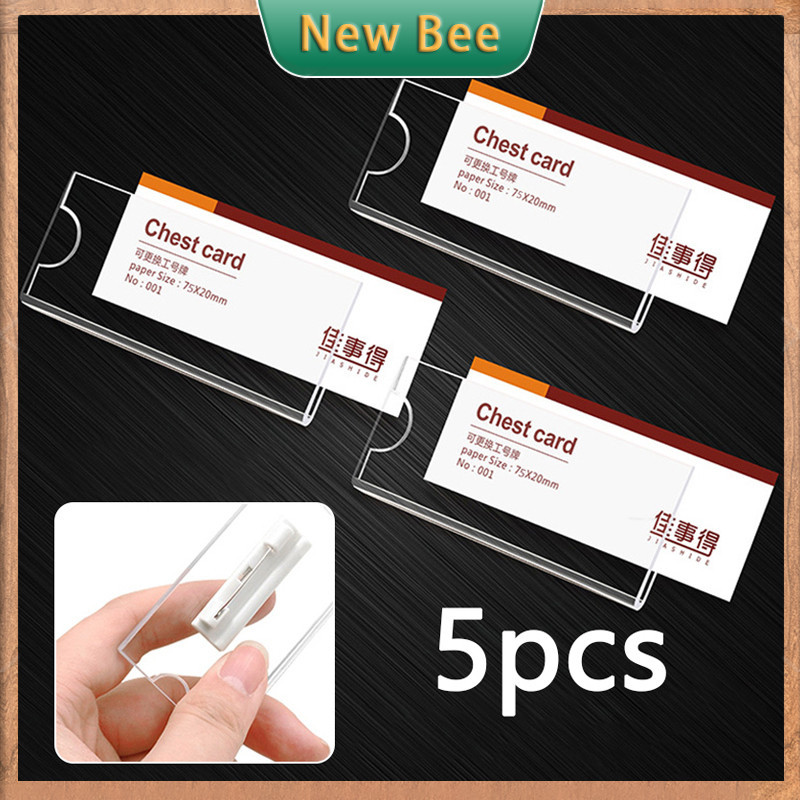 5Pcs 7.5x2cm Acrylic Name Badge Name Tag Holders Name Plate Badge ...