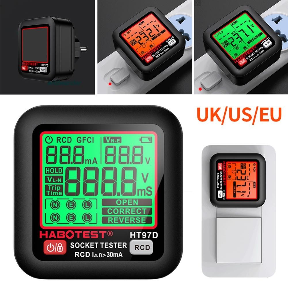 Digital Socket Tester Large Display RCD GFCI Voltage Detector Leakage ...