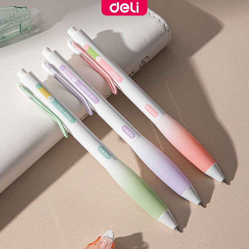 Deli Scented IP Gel Pen 0.5mm Pressing Macaron Color Black Ink ST Mini ...