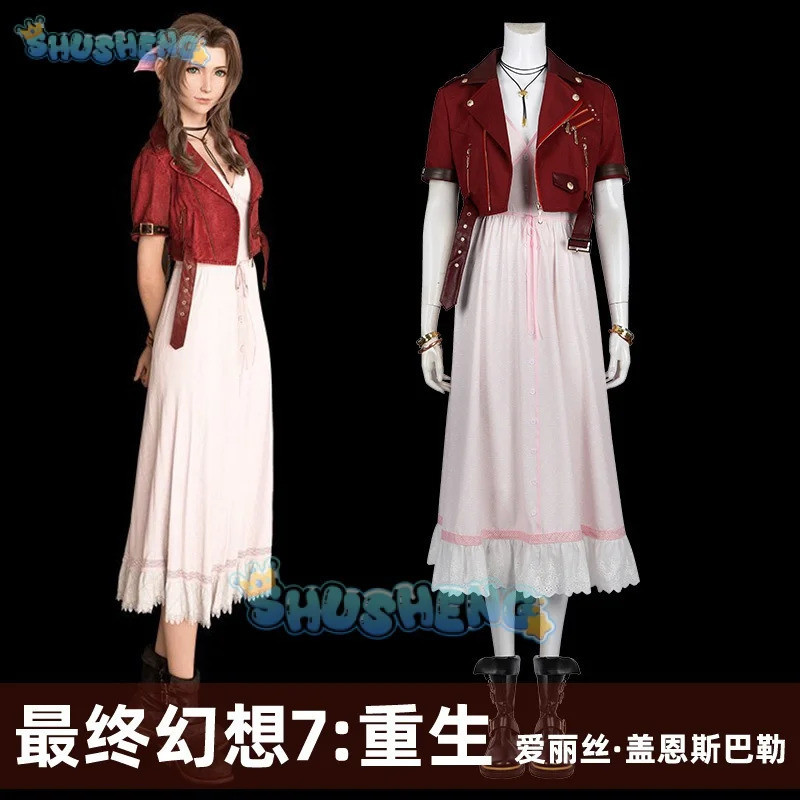 Final Fantasy VII Aerith Cosplay Gainsborough Costume Jacket Dress ...