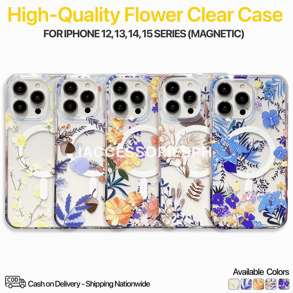 Colorful Flower Magnetic Clear Case for iPhone 15 Pro Max 15 Pro 15 ...
