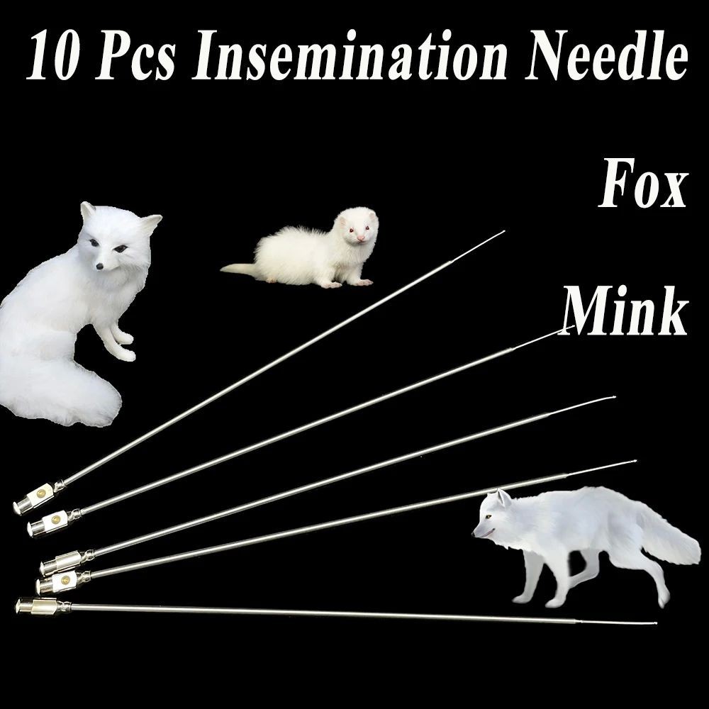10PCS Fox Mink Stainless Steel Artificial Insemination Needle Side Shot ...