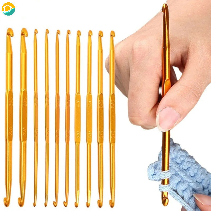 2.5-6mm Gold Double End Crochet Hooks Aluminum Alloy Crochet Needles ...