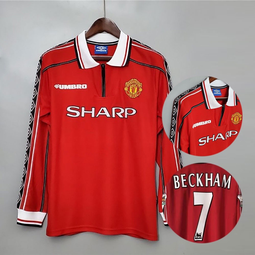 98-99 Manchester United home retro long sleeved jersey Beckham No.7 ...