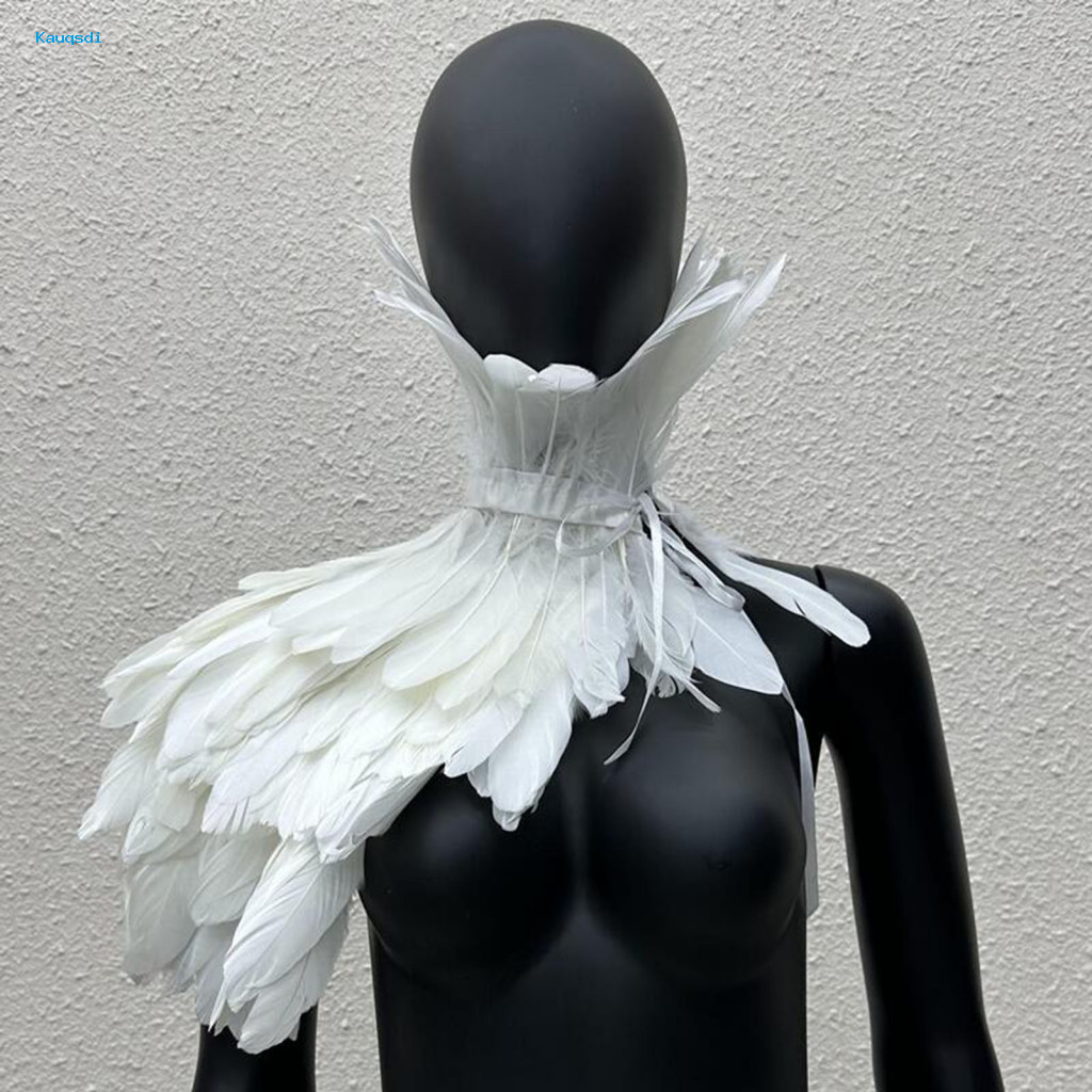KAU Gothic Feather Shawl Multi-layered Feather Cape Vintage Gothic Lace ...