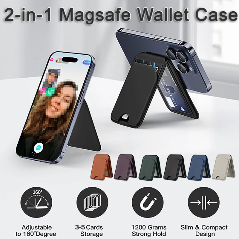 3 in 1 Magsafe Wallet Case with 180° Adjustable Stand Magnetic Card ...