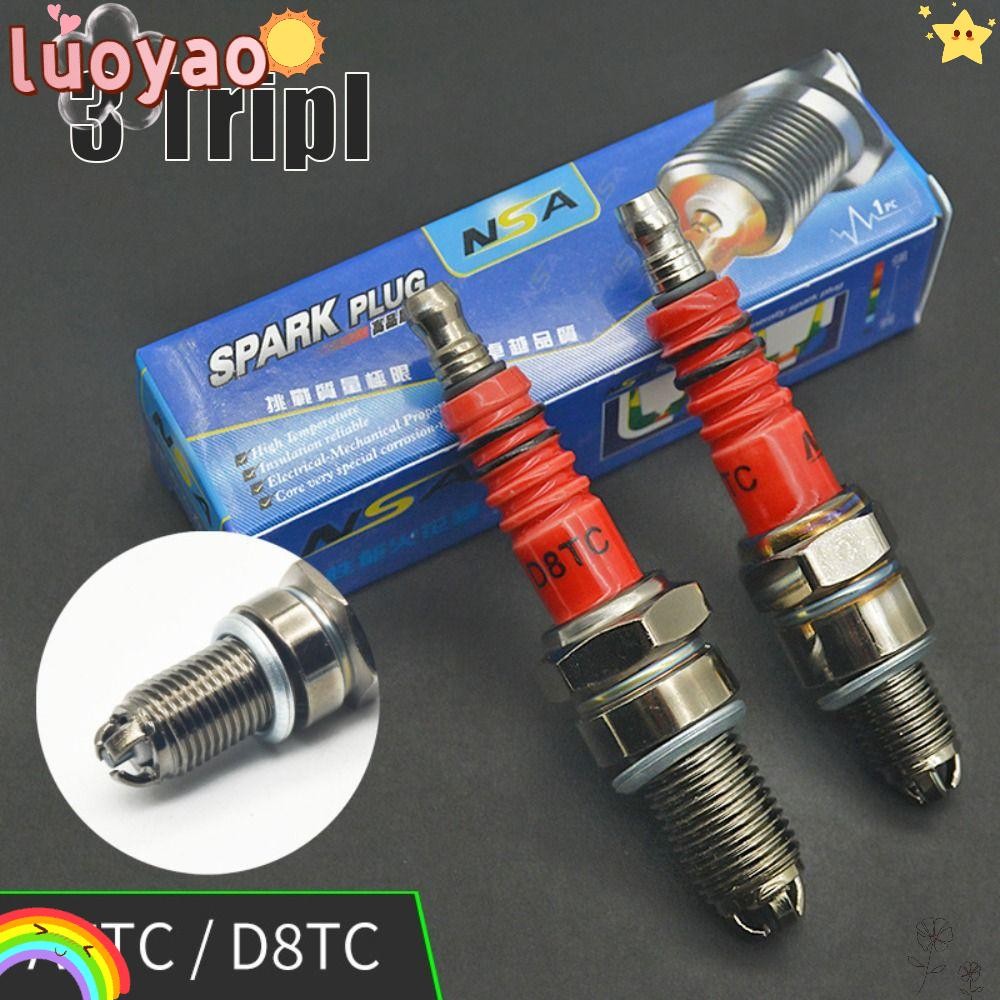 LUOYAO Motorcycle Spark Plug, A7TC D8TC 3 Triple Electrode Racing ...