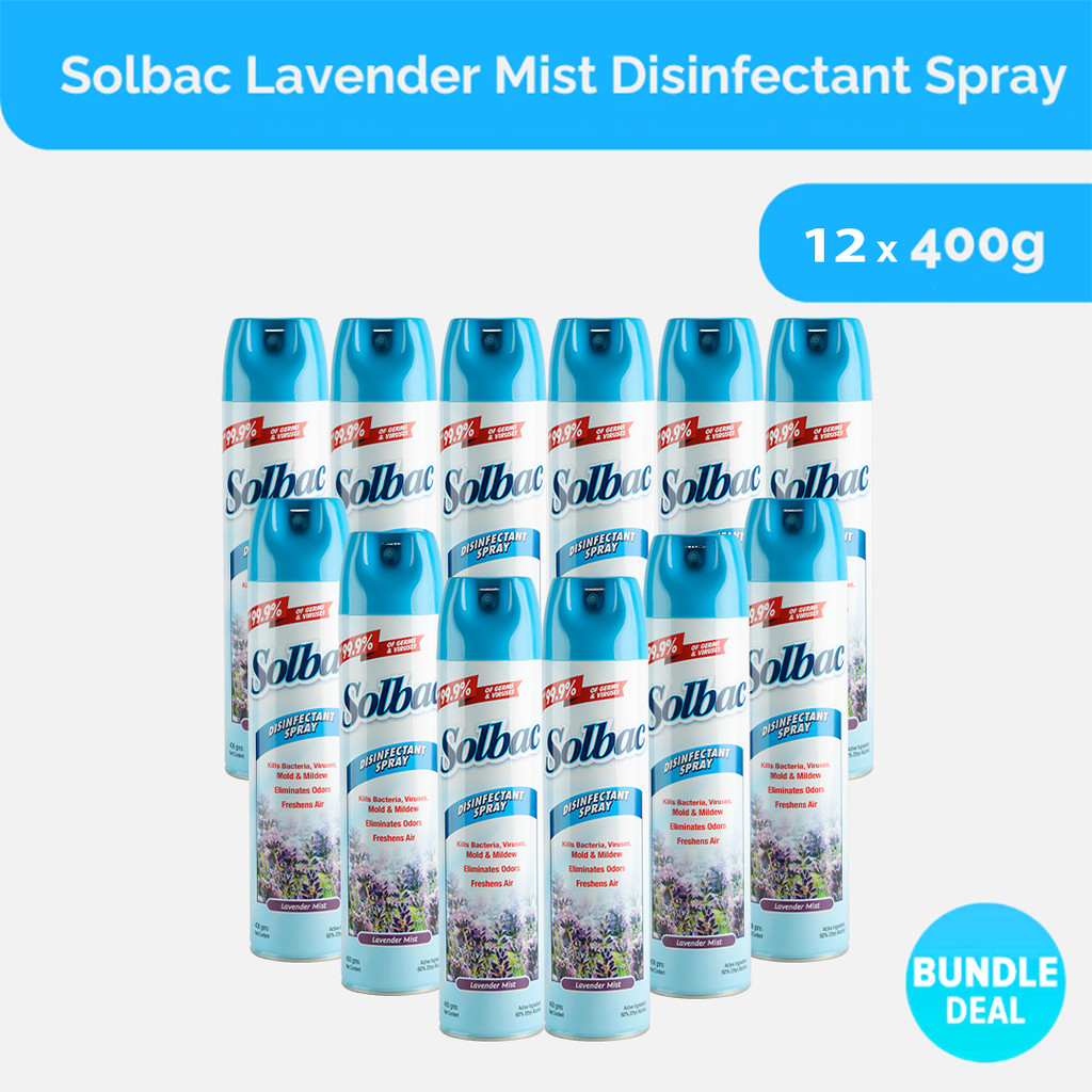 [12pcs] Solbac Disinfectant Spray Lavender Mist 400g | Shopee Philippines