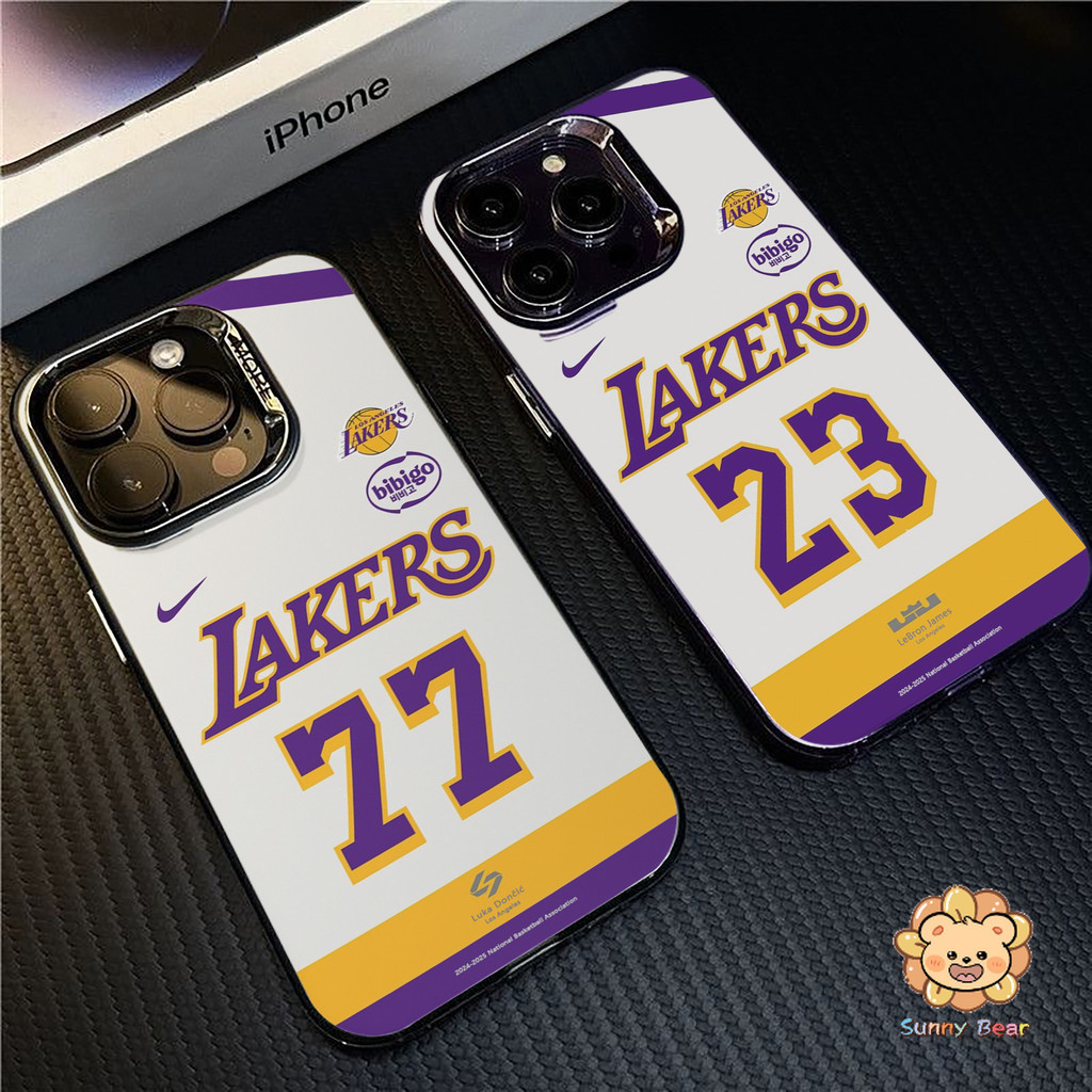 Lakers Team LeBron James and Luka Dončić Simple Solid Color Frosted ...