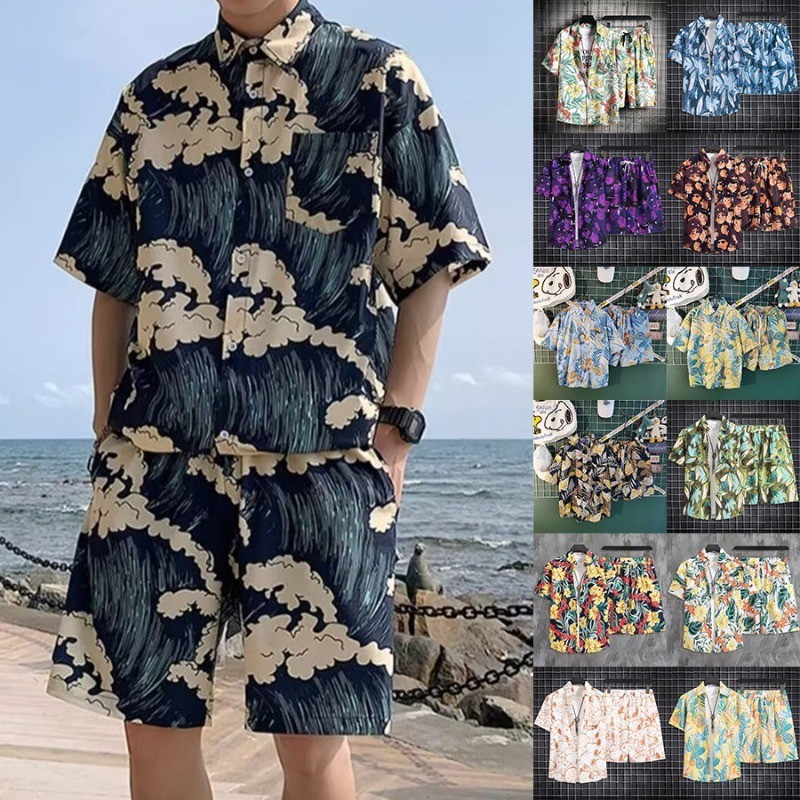 [16 Version] Men's Hawaiian Style Summer Suit Floral Terno Casual ...