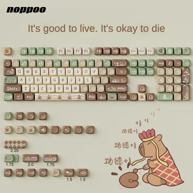 PBT Dye sublimation Khaki Keycaps Alive Nice OQO MOA Height Full Set ...