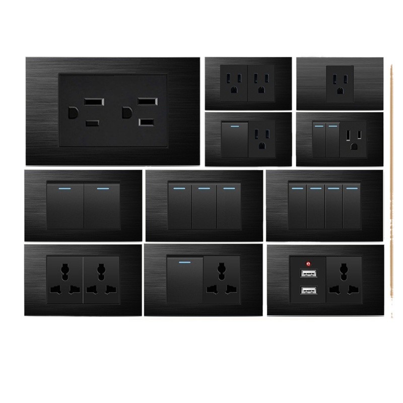 118 type American standard 15A socket aluminum brushed black Taiwan ...