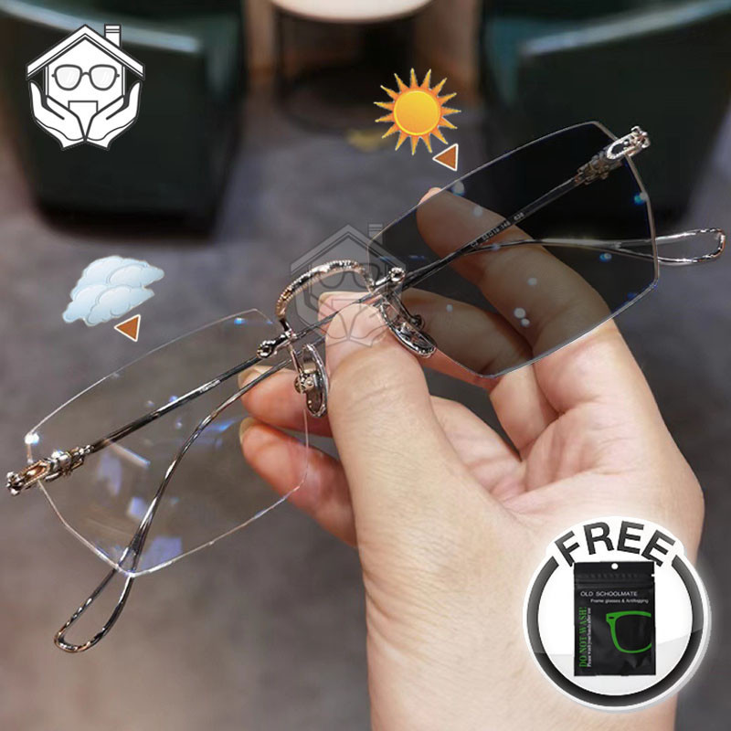 Photochromic Anti Radiation Frameless Glasses For Men Women Rimless ...