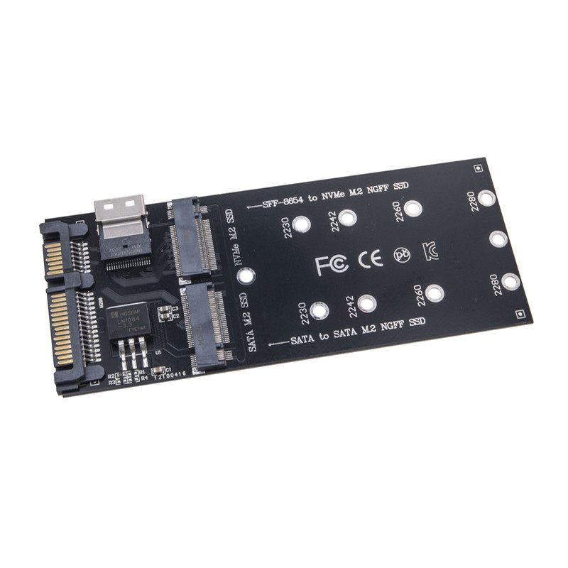 M2 SSD Adapter M.2 SATA SSD to SATA + M2 NVME SSD to SFF-8654 Converter ...