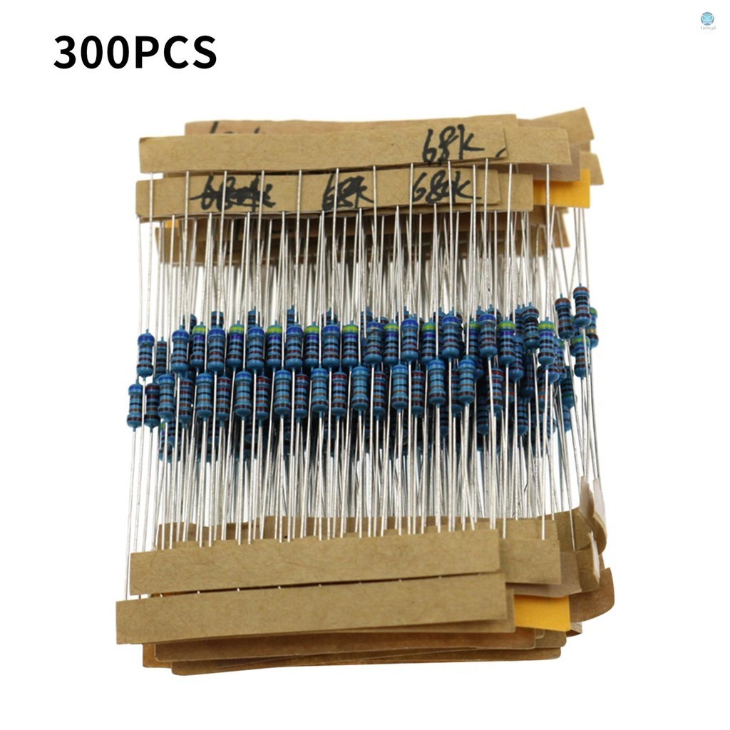 300PCS 1/4W 1% Carbon Film Resistors Kit 10 to 1M Ohm 30 Values Metal ...