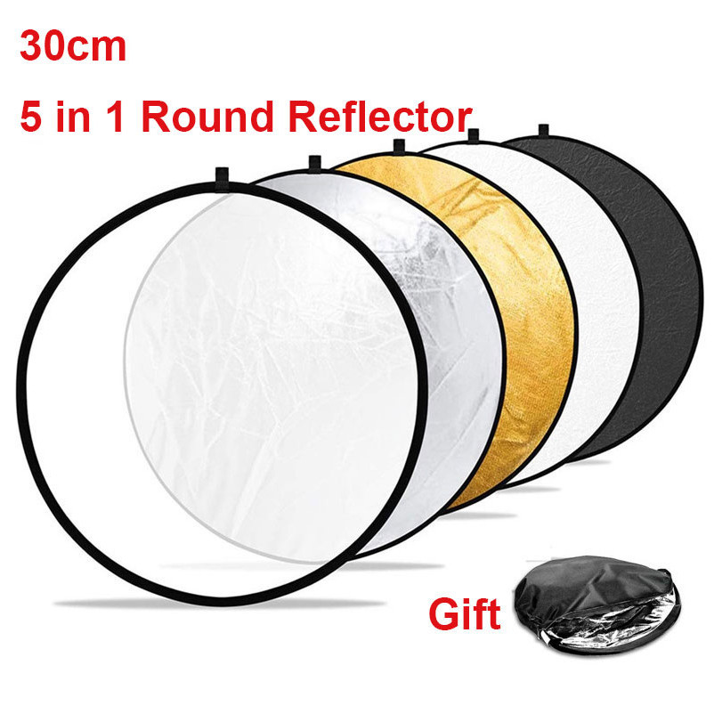 30cm Mini Photography Reflector 2in1 Gold Silver White Light Round ...