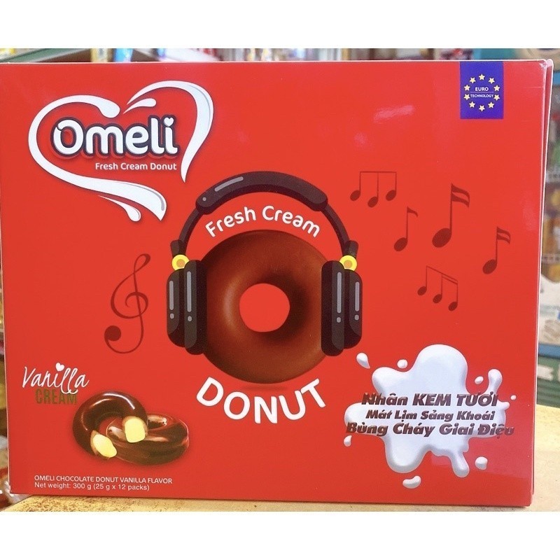 Omeli Donut soft cake with fresh cream filling (12 pieces x25g box of ...