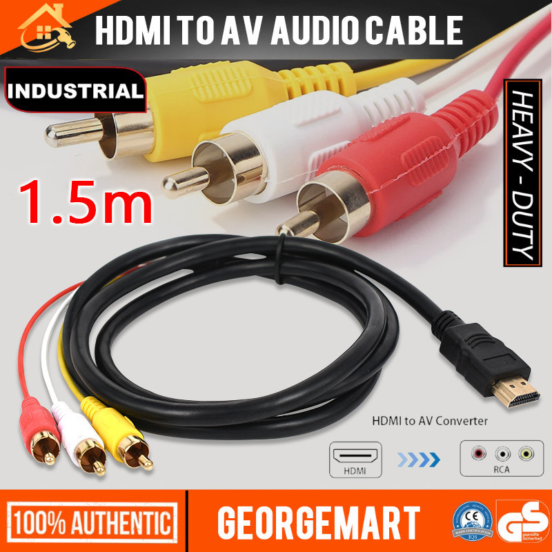 1.5M 1080P HDMI to 3 RCA Cable HDMI to AV Male Adapter Audio Video ...