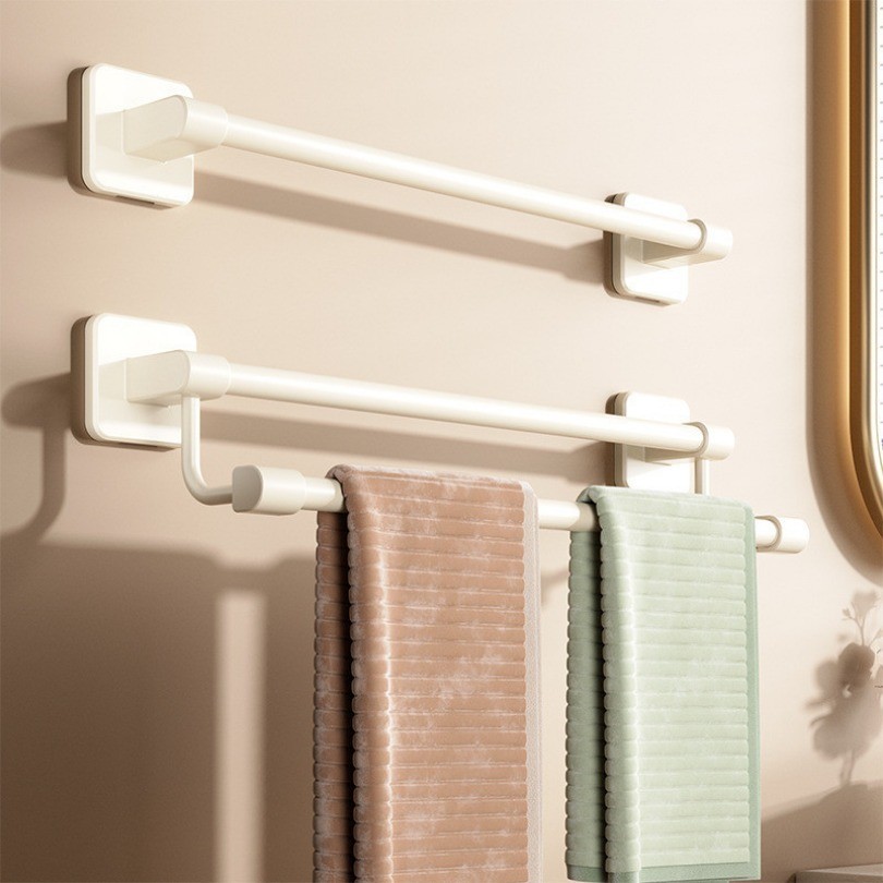 White Bath Hand Towel Bar Double Layer Bars Towel Rack Rod Wall Mounted ...