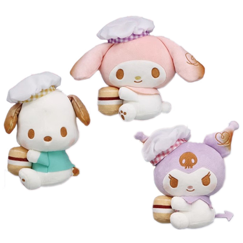 New Kawaii Anime My Melody Kuromi Pochacco Bread Bakery Baker Plush ...